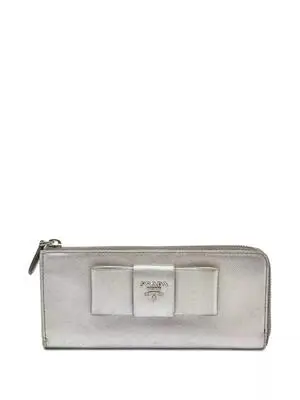 Prada Bow Leather Wallet - Grey