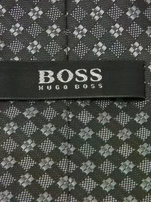 BOSS Geometric-patterned Tie - Black