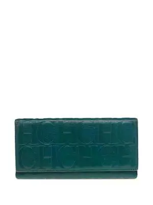 Carolina Herrera 2024 Monogram Embossed Leather Wallet - Green