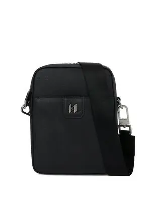 Karl Lagerfeld Monogram Leather Bag - Black
