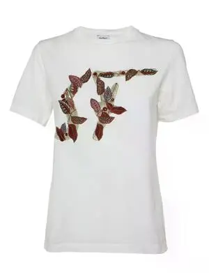 FERRAGAMO Leaf-embroidered T-shirt