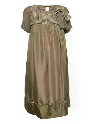 Max Mara Pleated Silk Dress With Bow