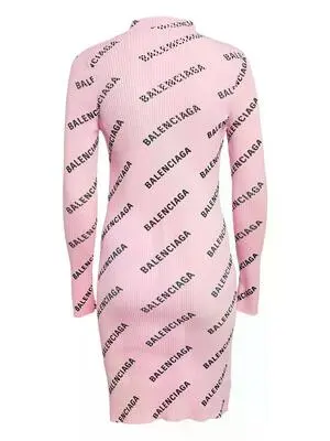 Balenciaga 2020s Ribbed-knit Logo-print Dress