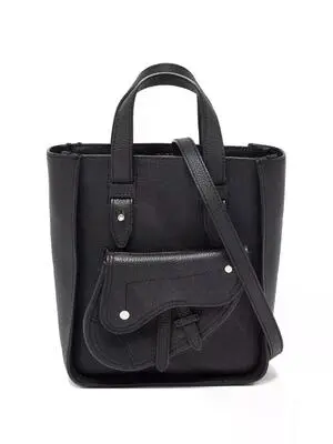 Dior Saddle Leather Pocket Tote Bag - Black
