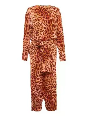 Stella McCartney Leopard-print Silk Jumpsuit - Brown