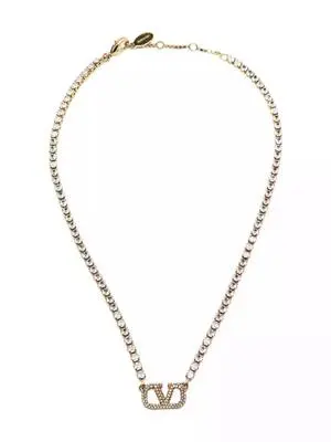 Valentino Garavani Vlogo Crystal Embellished Necklace - Gold