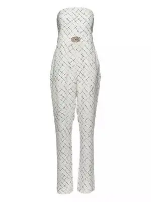 Elisabetta Franchi Geometric-pattern Strapless Jumpsuit