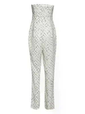 Elisabetta Franchi Geometric-pattern Strapless Jumpsuit