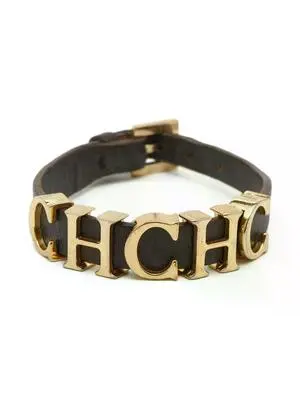 Carolina Herrera Logo-plaque Leather Bracelet - Brown
