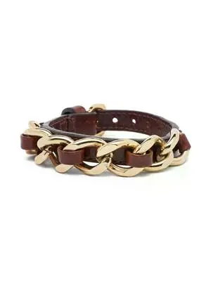 Burberry Chain-detail Leather Bracelet - Brown