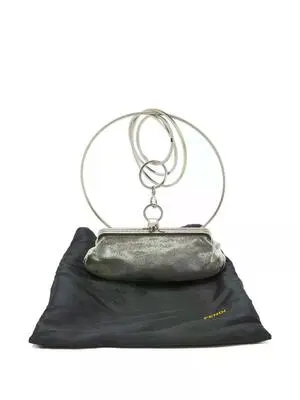 Fendi Metallic-finish Suede Clutch