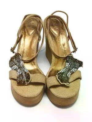 Chloé 105mm Crystal-embellished Wedge Sandals