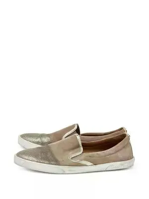 JIMMY CHOO Suede Glitter Slip-on Sneakers