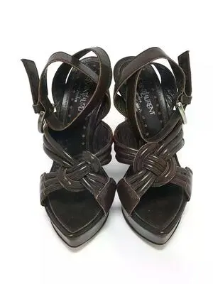 Saint Laurent Leather Wedge Sandals