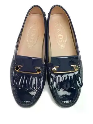 TOD'S Patent-leather Fringe Loafers - Blue