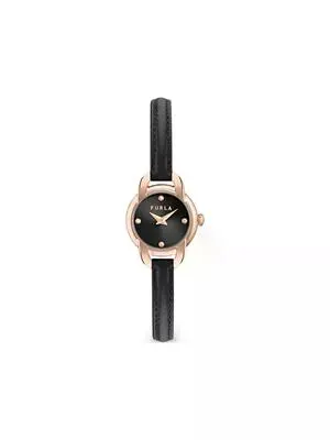 Furla Leather Strap Watch - Black