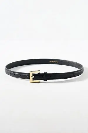 ANINE BING Nicola Square Buckle Belt - Black / Gold