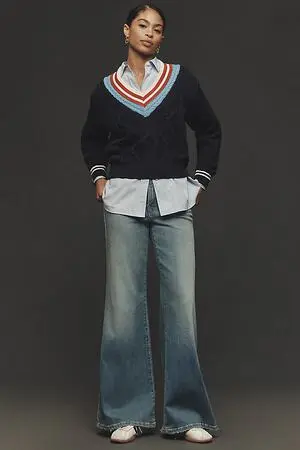 Good American Soft Tech Good Waist High-rise Wide-leg Jeans - Medium Denim
