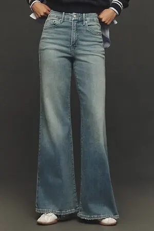 Good American Soft Tech Good Waist High-rise Wide-leg Jeans - Medium Denim