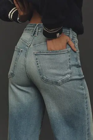 Good American Soft Tech Good Waist High-rise Wide-leg Jeans - Medium Denim
