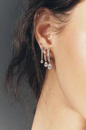 Nadri Triple Illusion Hoop Drop Earrings