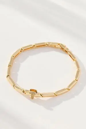 Anthropologie Crystal Linked Monogram Bracelet - T