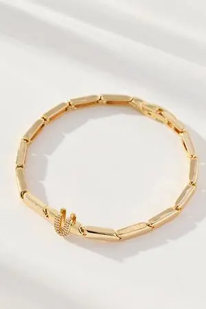 Anthropologie Crystal Linked Monogram Bracelet - U