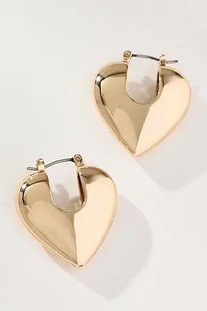 Anthropologie Puffy Heart Huggie Hoop Earrings