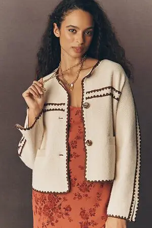 NVLT Knit Crochet Trim Jacket - Neutral