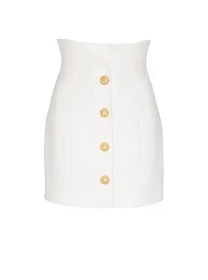 Balmain Double Crepe Tulip Skirt With Buttons