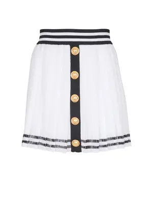 Balmain Pleated Knit Mini Skirt - White