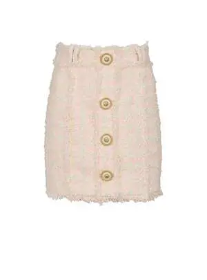 Balmain High-waist Tweed Mini Skirt
