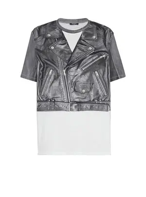 Balmain Biker Jacket Print T-shirt