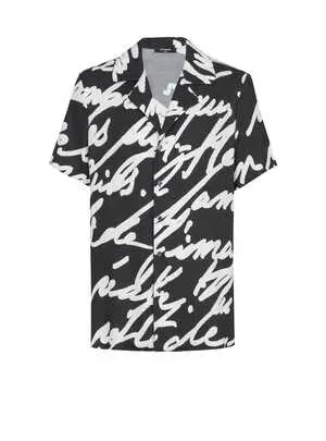 Balmain Twill Pyjama Shirt With "love Letter" Print - Black