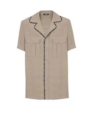 Balmain Cupro Pyjama Shirt With Pockets - Brown