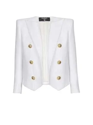 Balmain Cropped Jacket With Gold Buttons