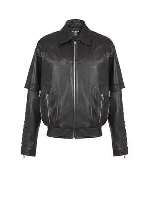 Balmain Leather Double-breasted Jacket