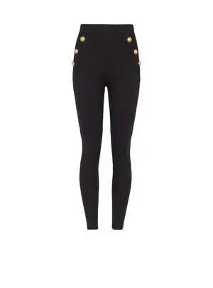 Balmain Jersey Leggings With 6 Buttons - Black