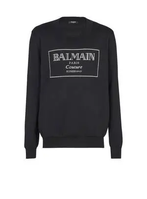 Balmain Fine Knit Jumper With Couture Label - Black