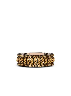 Balmain Wide Waist Belt In Braided Chains And Leather - Black