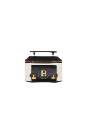 Balmain B-buzz Vanity Raffia And Calfskin