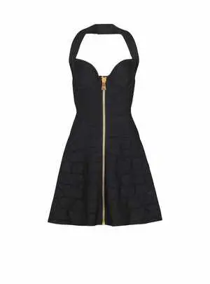 Balmain Flared Halterneck Dress - Black