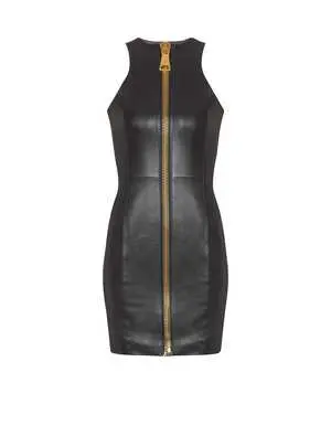 Balmain Short Sleeveless Lambskin Dress