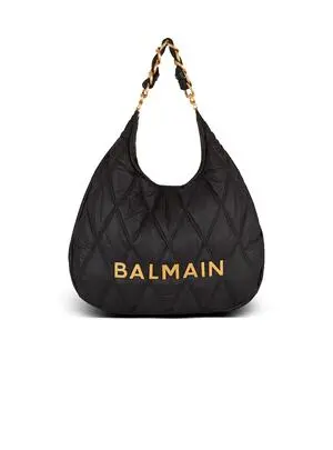 Balmain 1945 Hobo Bag In Quilted Nylon - Black