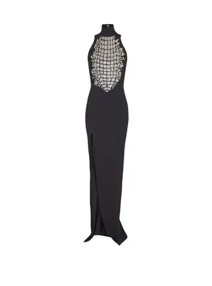 Balmain Long Embroidered Slit Dress