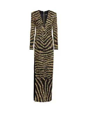 Balmain Embroidered Zebra Maxi Dress