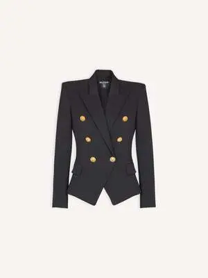 Balmain Grain De Poudre Fitted Jacket - Black