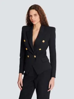 Balmain Grain De Poudre Fitted Jacket - Black