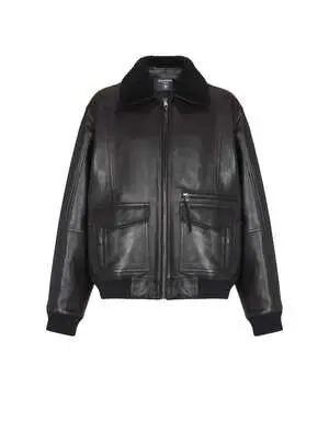 Balmain Lambskin Aviator Bomber Jacket