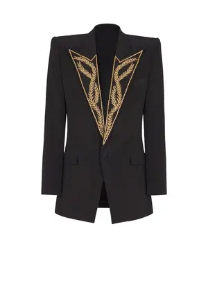 Balmain 1-button Crepe Jacket With Embroidered Collar